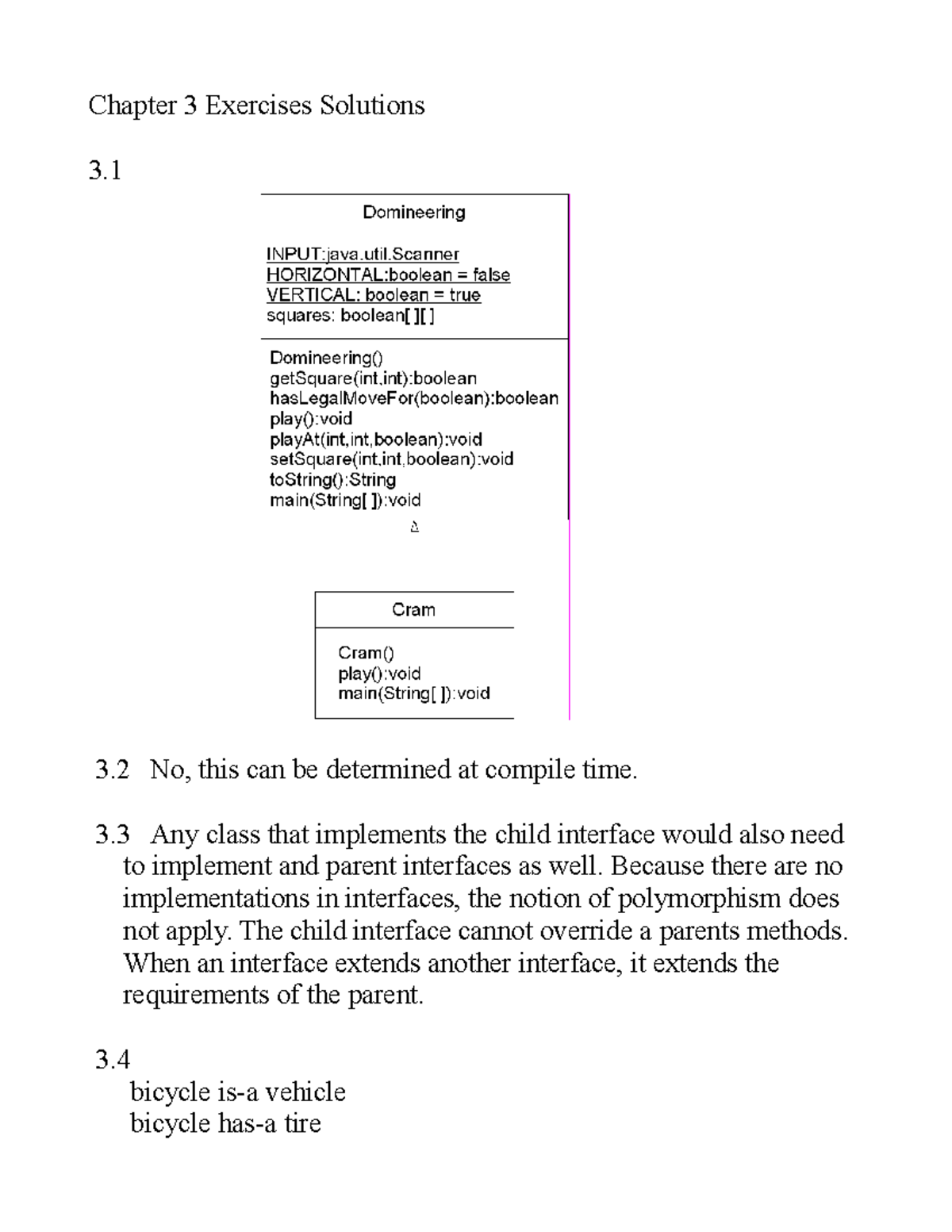 Chapter 3 - note - Chapter 3 Exercises Solutions 3 3 No, this can be ...