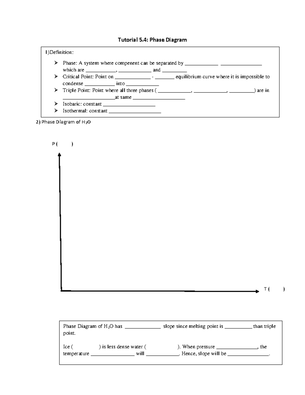 Tutorial 5 - SK015 - Tutorial 5: Phase Diagram Phase Diagram of H 2 O 1 ...