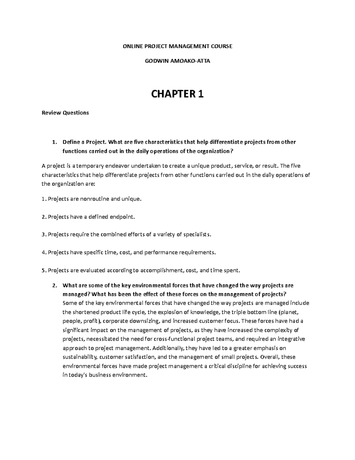 Online Project Management Course(Assignment) - ONLINE PROJECT ... Online Project Management Course(Assignment) - ONLINE PROJECT ...