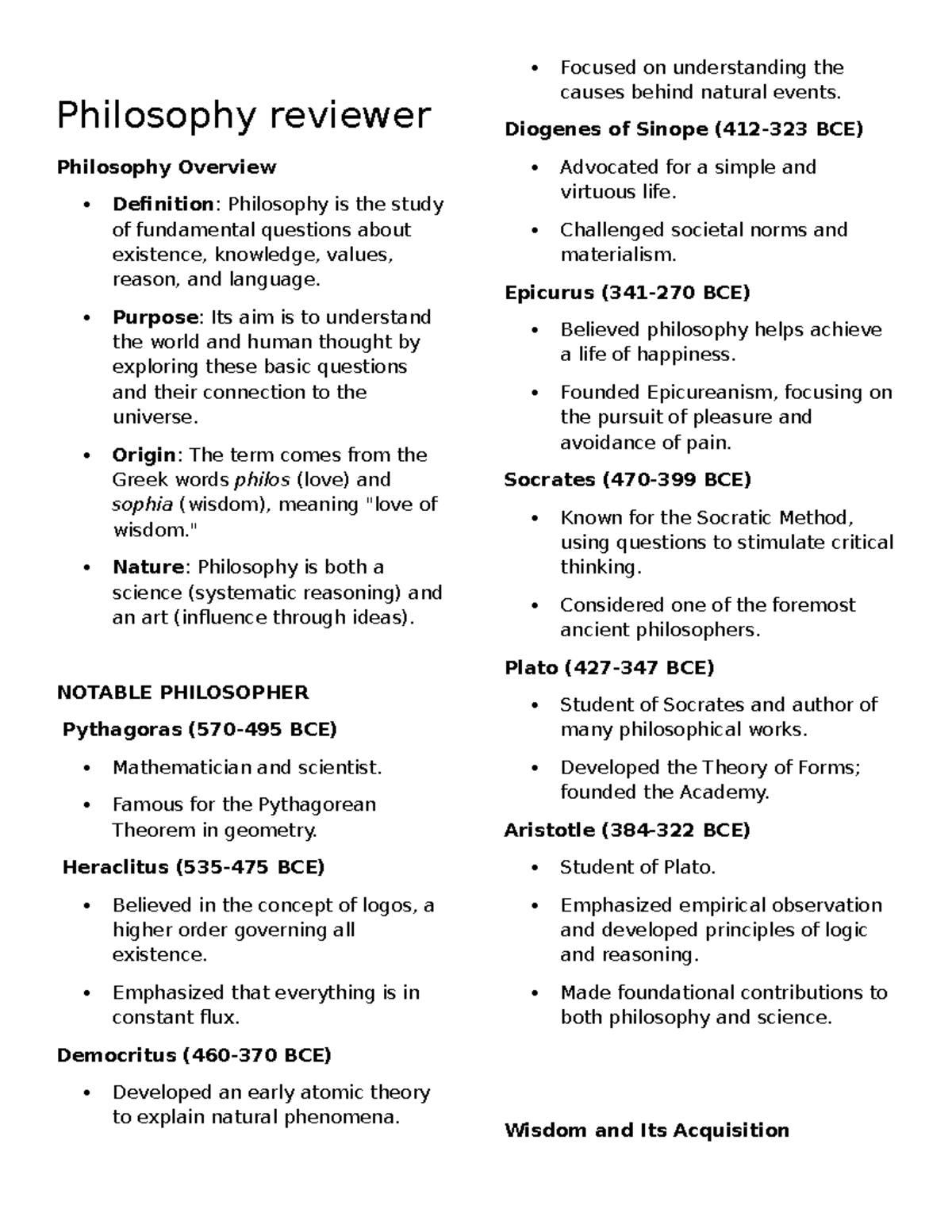 Philoo Reviewer BY Krizzy - Philosophy reviewer Philosophy Overview ...