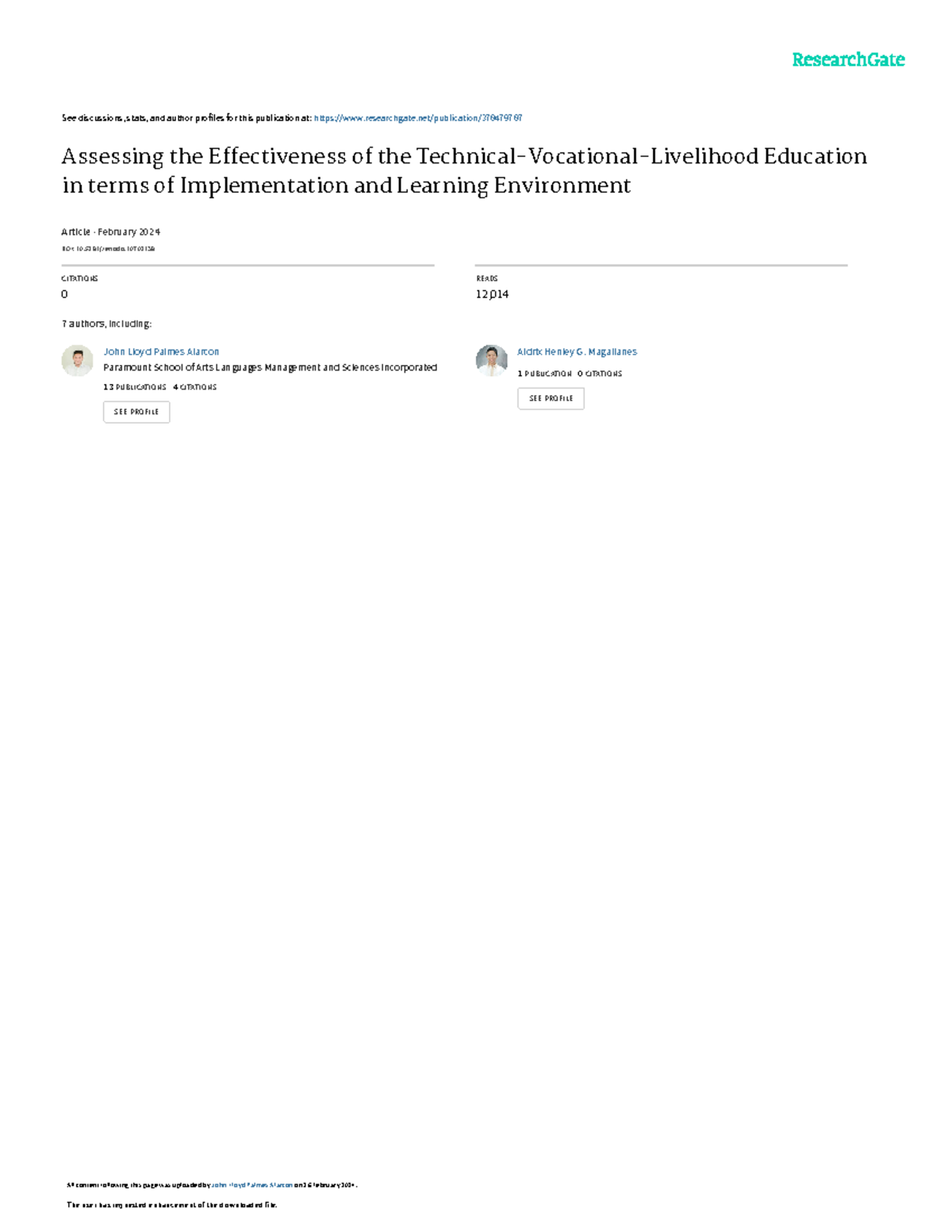 Assessingthe Effectivenessofthe Technical-Vocational-Livelihood ...