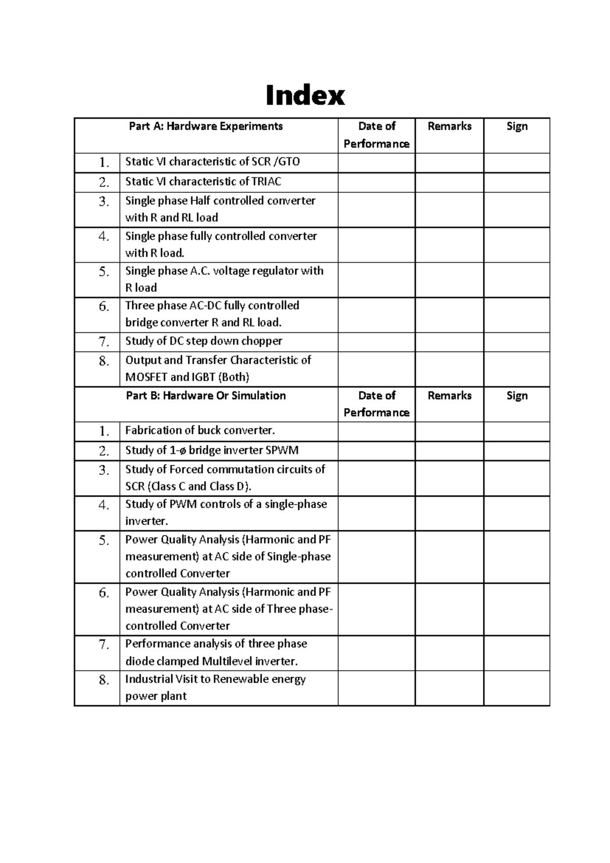 PE Manual 2023-24 by PRP-2-86 - Index Part A: Hardware Experiments Date of Performance Remarks ...