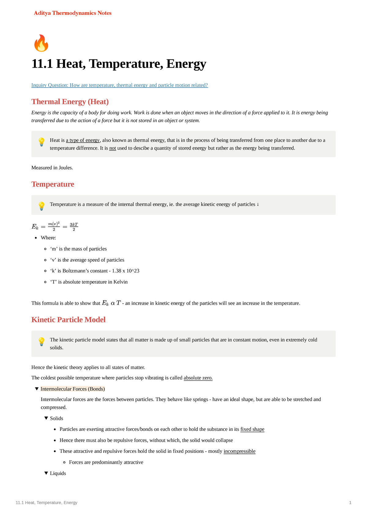 Thermodynamics - 11 Heat, Temperature, Energy 1 11 Heat, Temperature ...