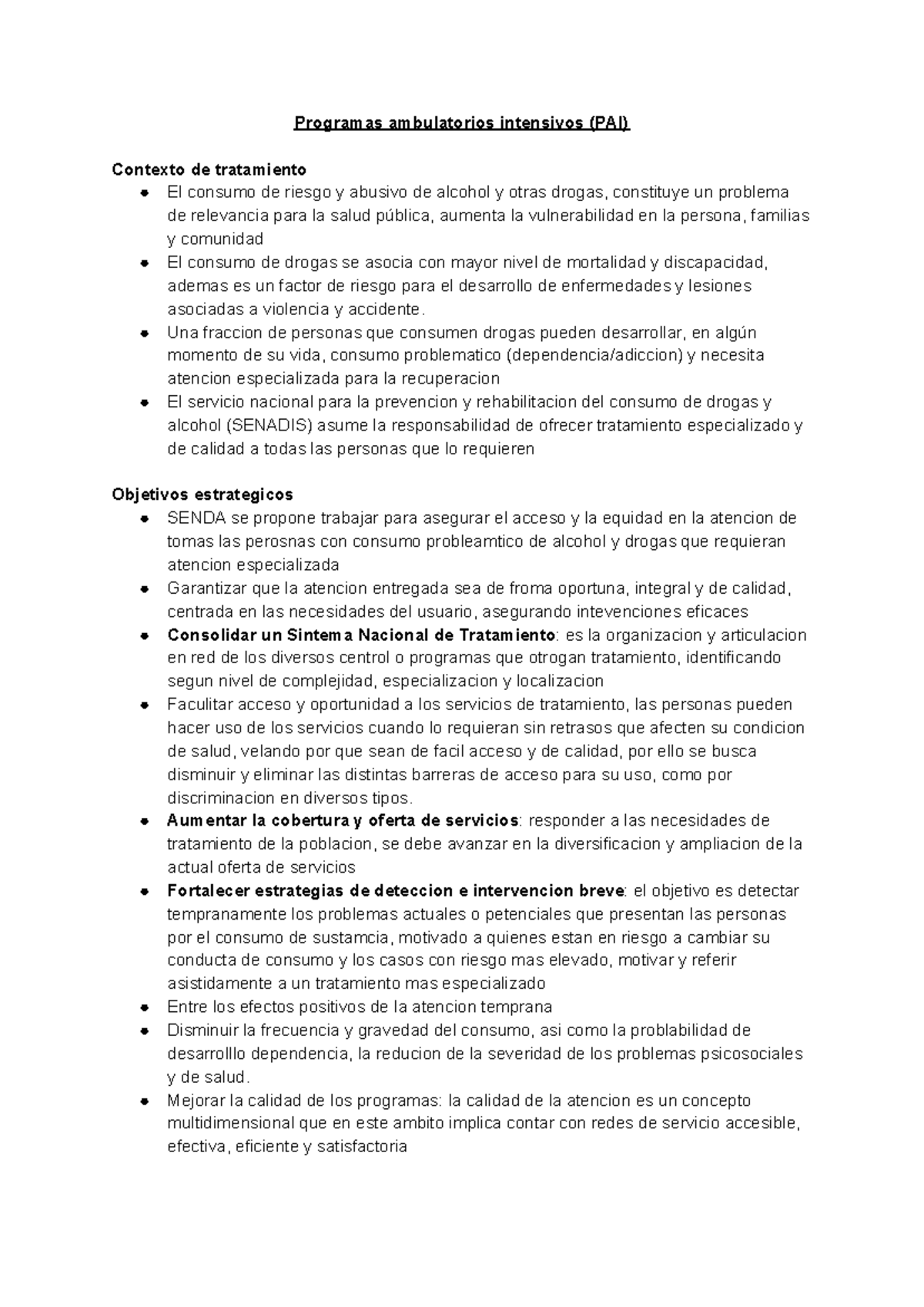 PAI - Programas ambulatorios intensivos (PAI) Contexto de tratamiento ...