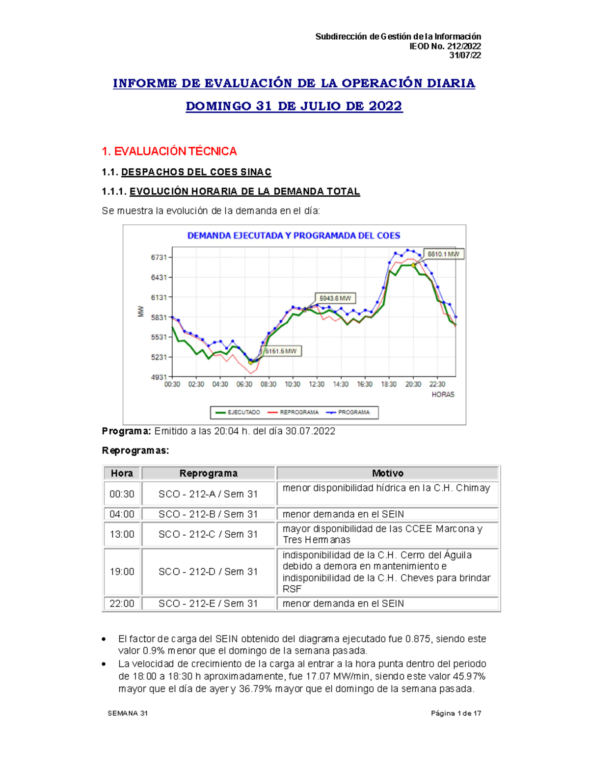 Dom 3107 - dqwe - IEOD No. 212/ 31/07/ INFORME DE EVALUACIÓN DE LA ...