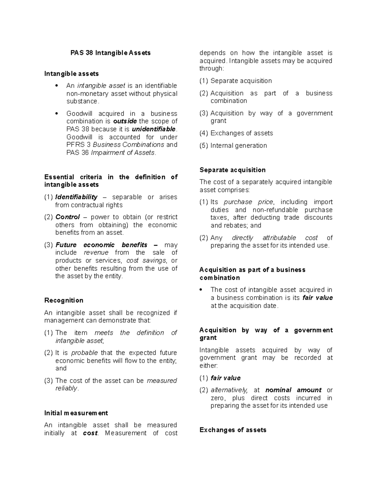 Conceptual Framework and Accounting Standards: PAS 38 Intangible Assets ...