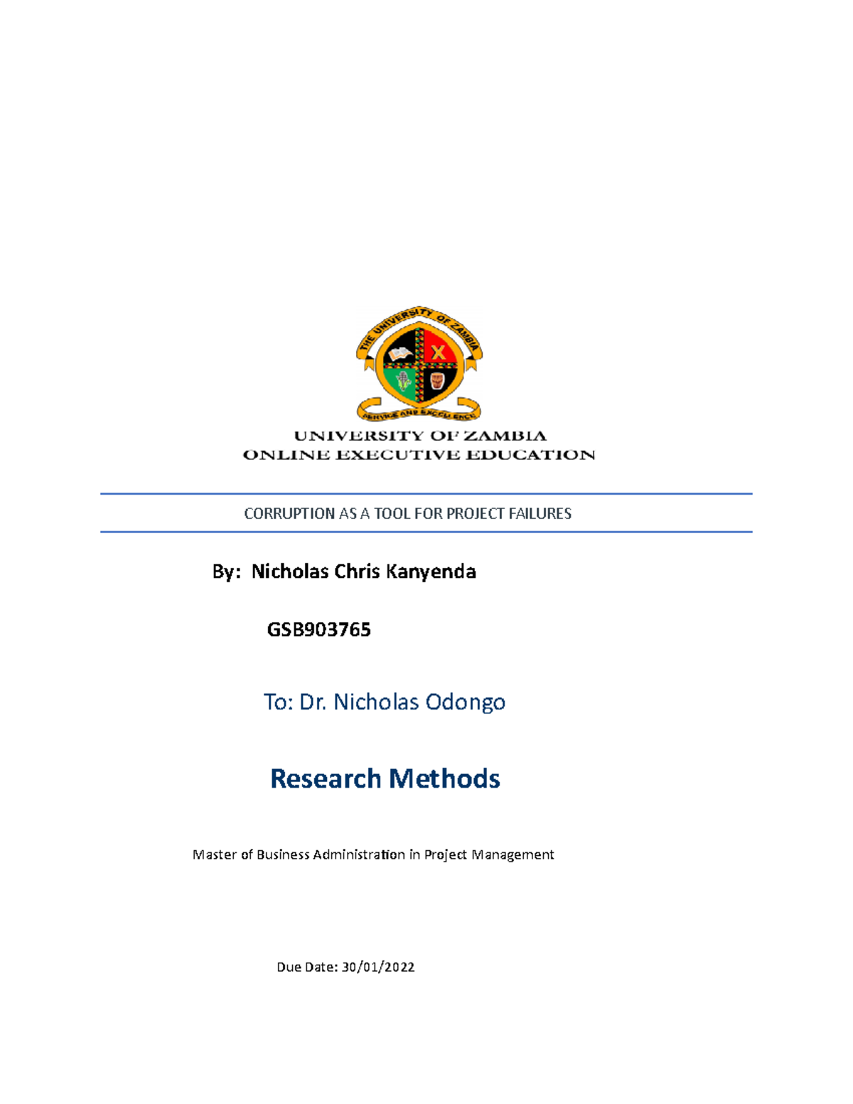 Module 1 Assignment Research Methods - CORRUPTION AS A TOOL FOR PROJECT ...