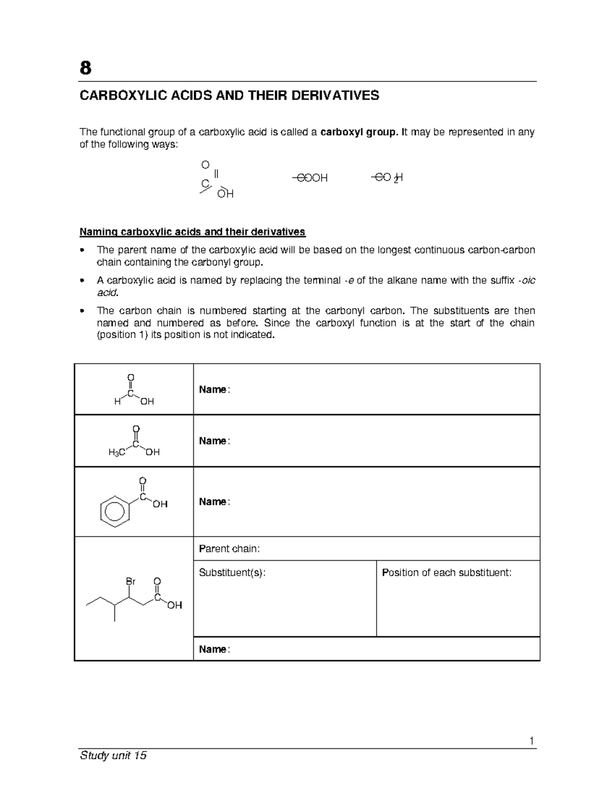 Chapter 8 - Carboxylic acids - 1 CARBOXYLIC ACIDS AND THEIR DERIVATIVES ...