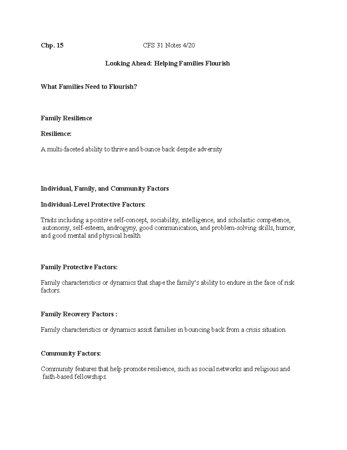 Child family science - Chp. 15 CFS 31 Notes 4/ Looking Ahead: Helping ...
