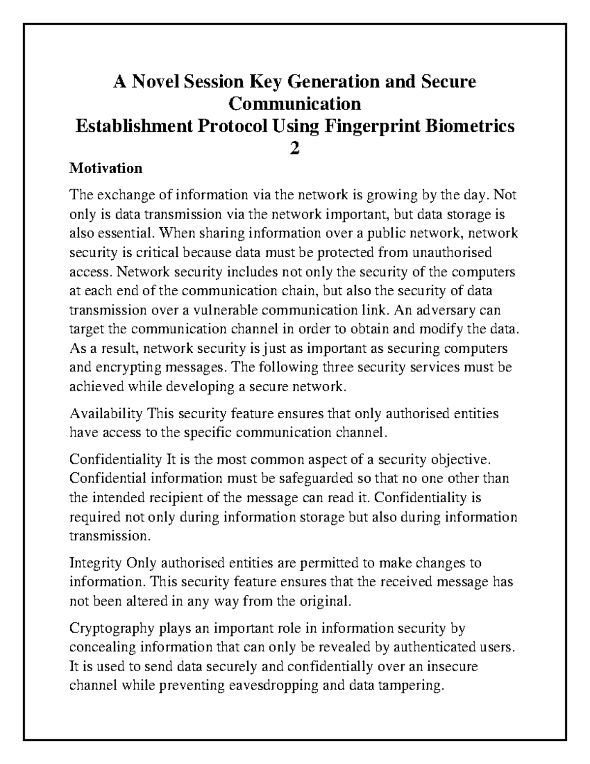 A Novel Session Key Generation and Secure Communication 2 - A Novel ...