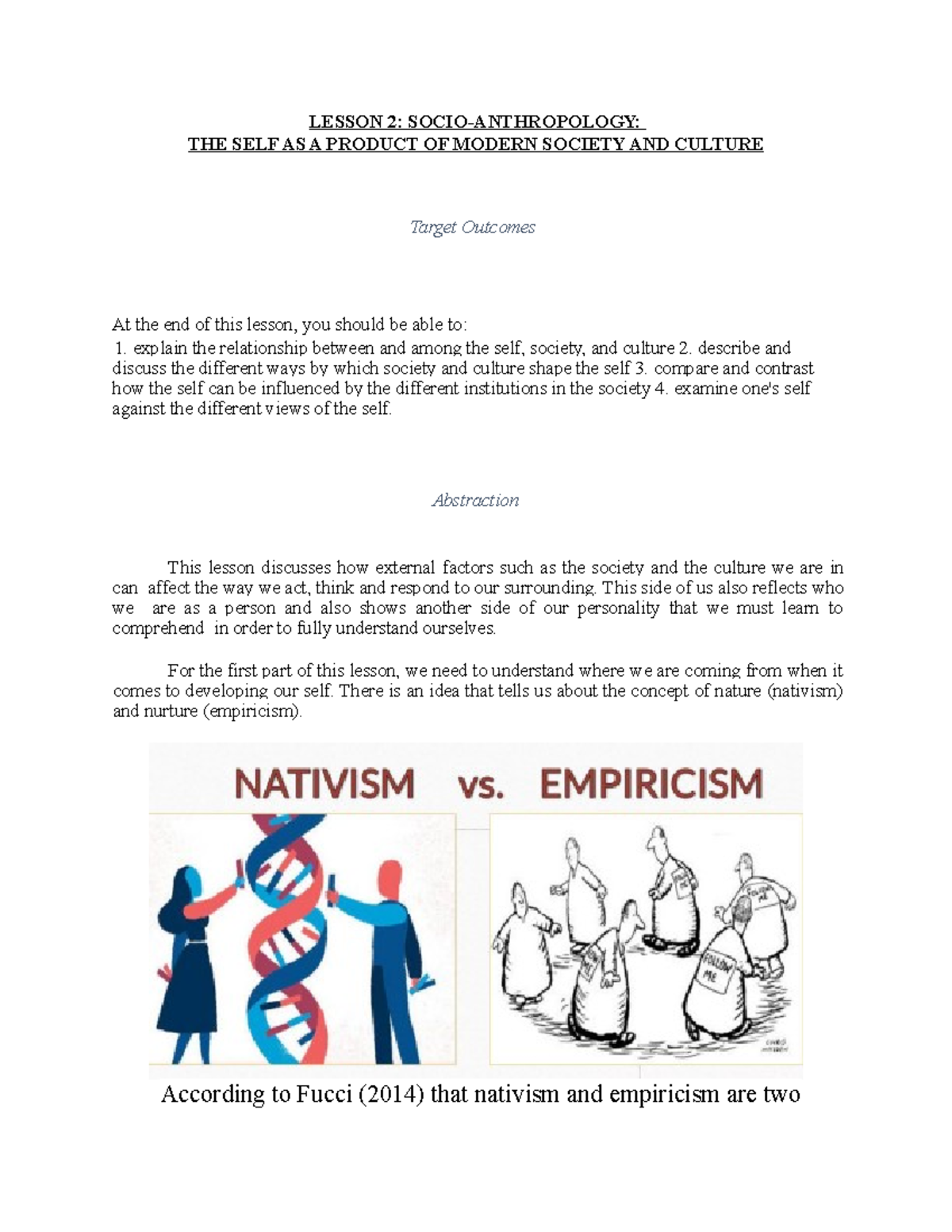 Lesson 2 Socio-Anthropological - Understanding the Self - PangSU - Studocu