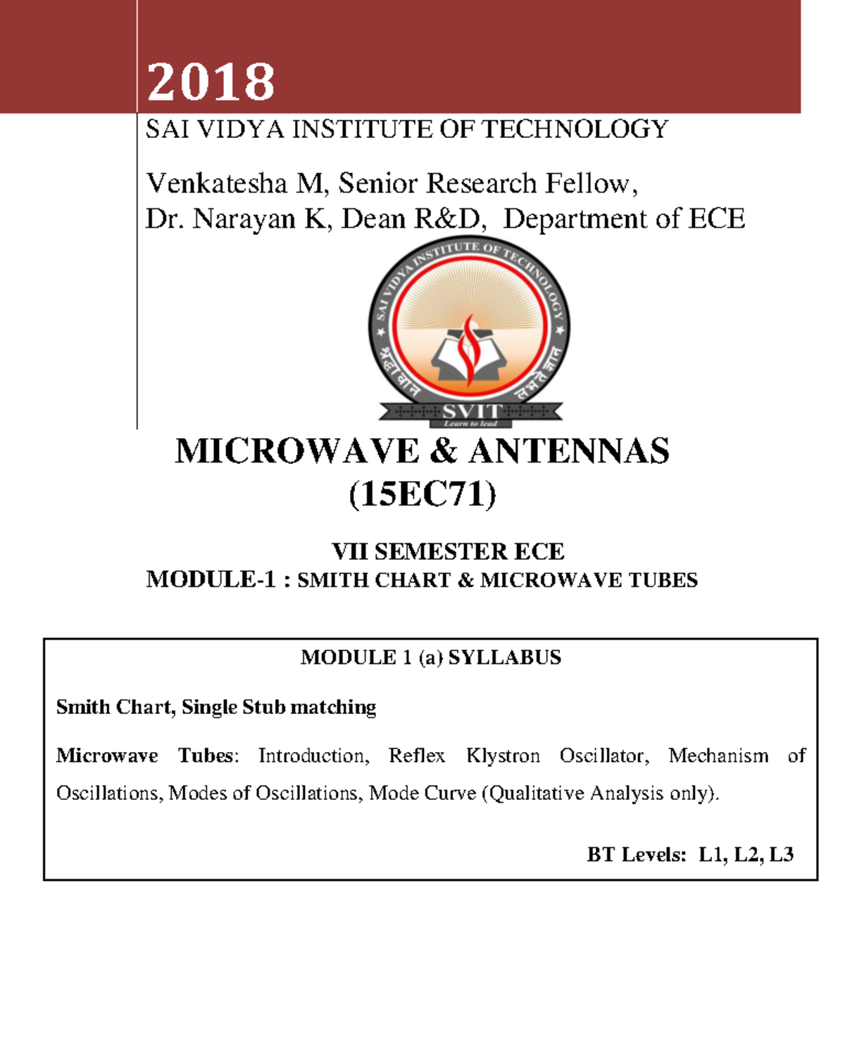 15EC71 M&A Module 1 - Warning: TT: undefined function: 32 MICROWAVE ...