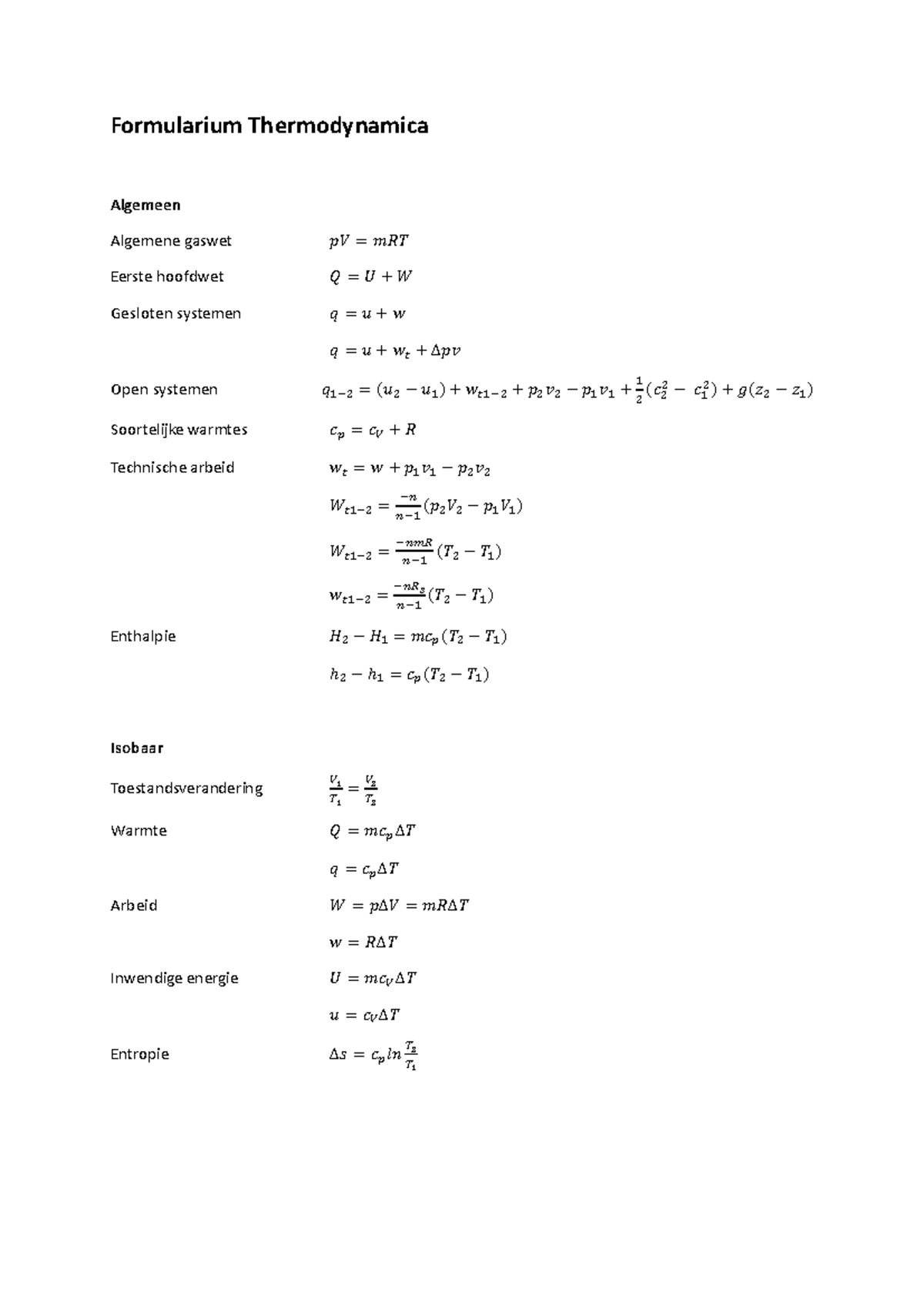 Formularium - .... - Formularium Thermodynamica Algemeen Algemene ...