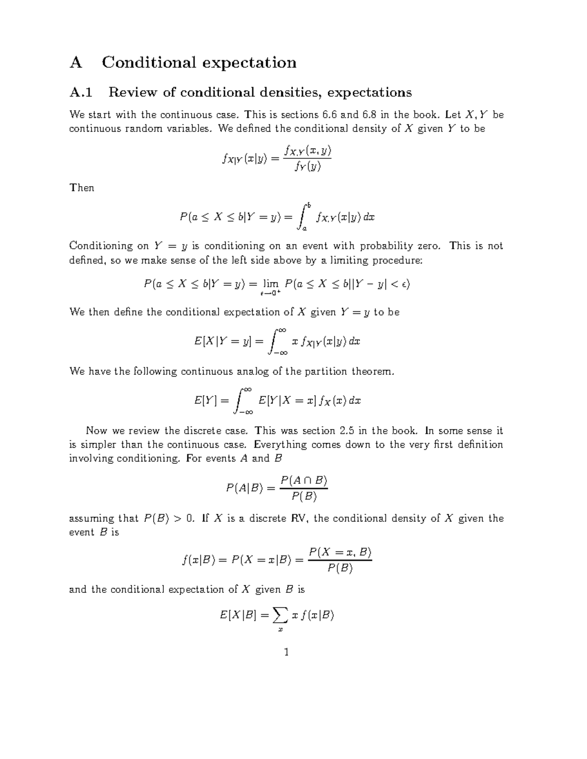Cond expectation and its understand - A Conditional expectation A ...