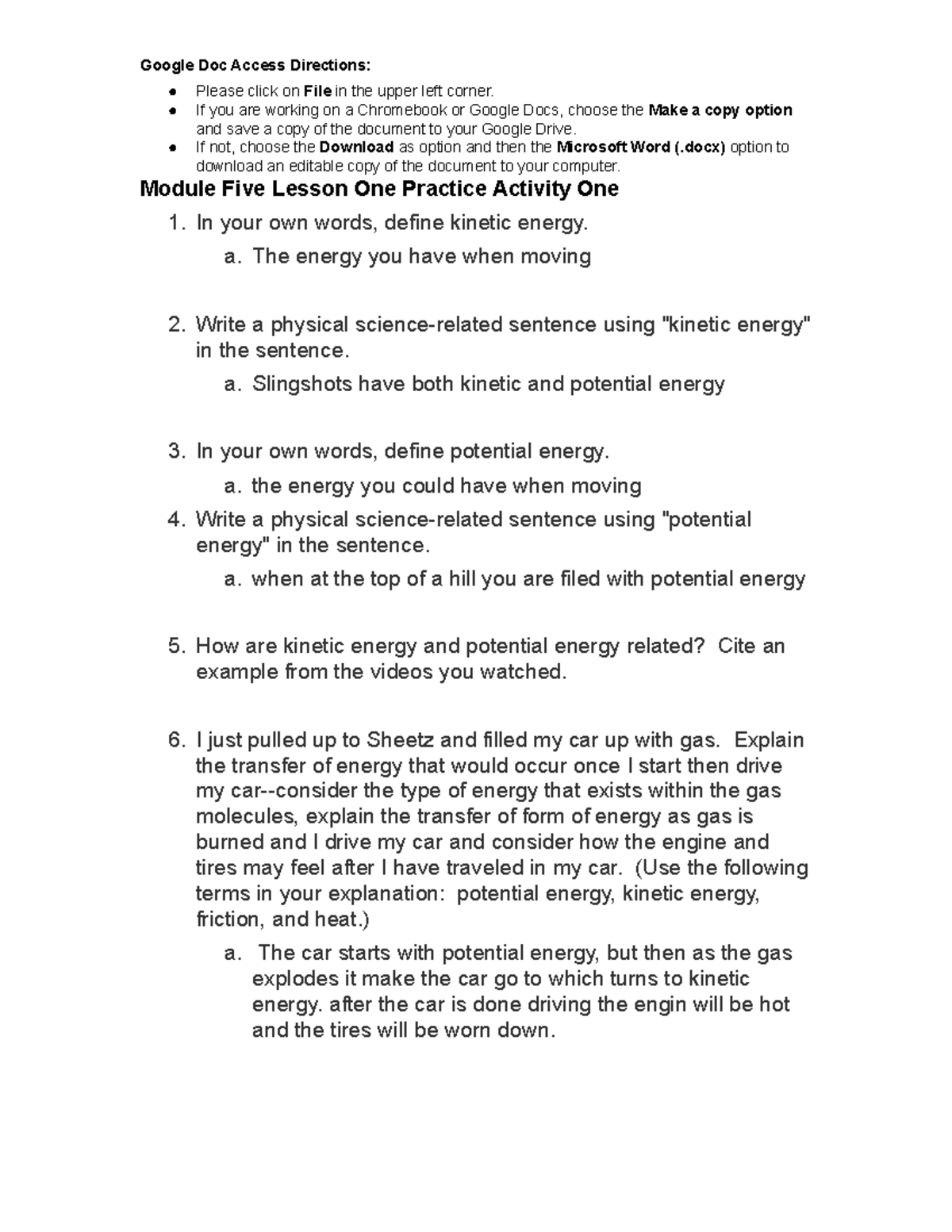 Ociels Copy of Module Five Science Journal - Google Doc Access ...