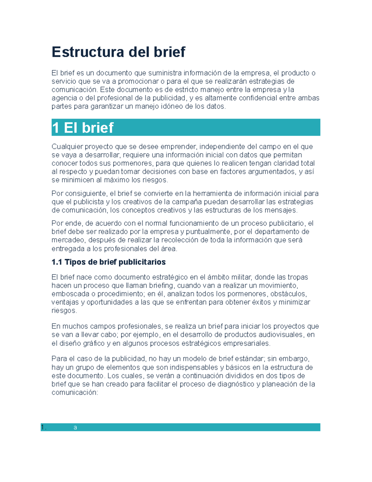 2 - El brief - Material de apoyo - desarrollo publicitario - Studocu