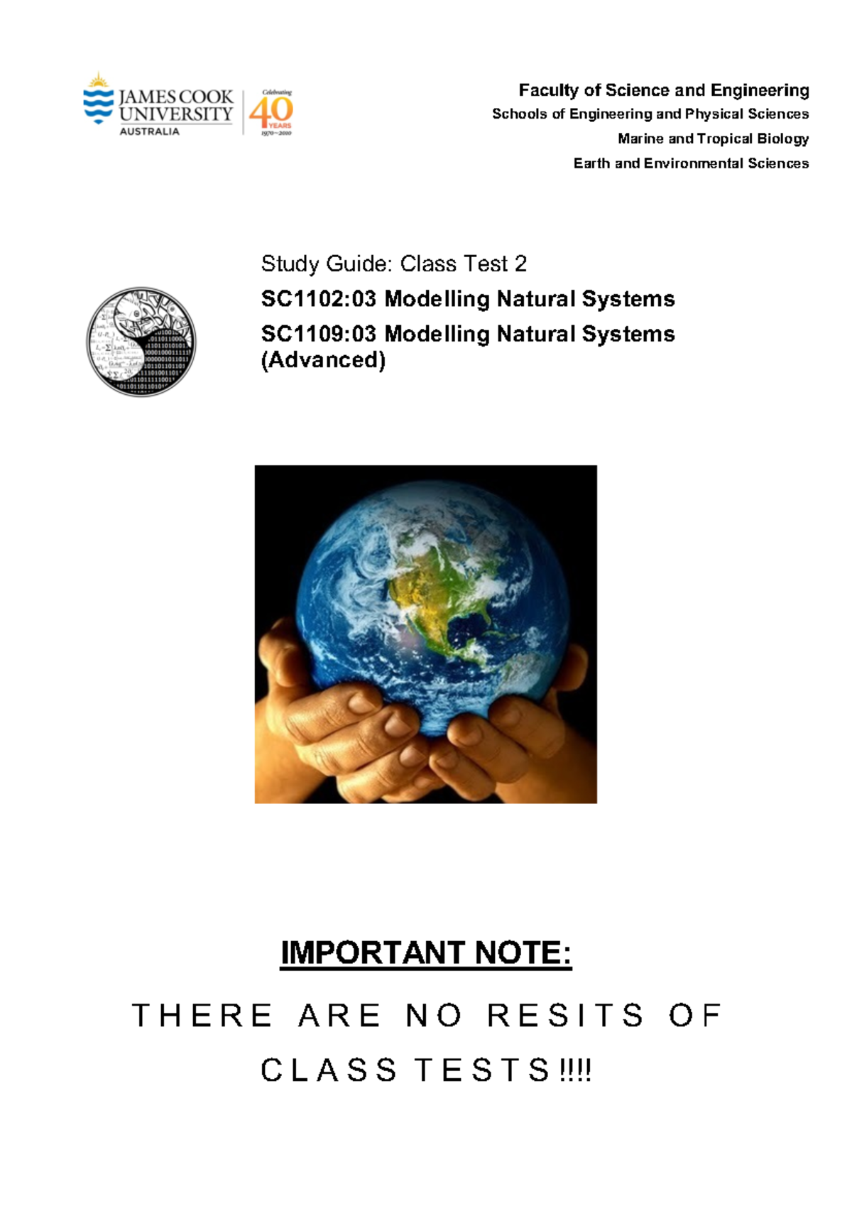 SC1102 2022 Study Guide Class TEST 2 - IMPORTANT NOTE: T H E R E A R E ...