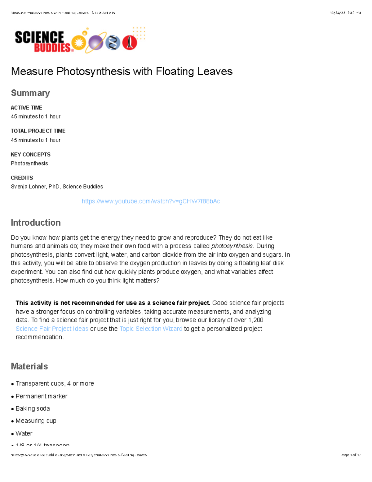 Measure Photosynthesis with Floating Leaves STEM Activity - Measure ...
