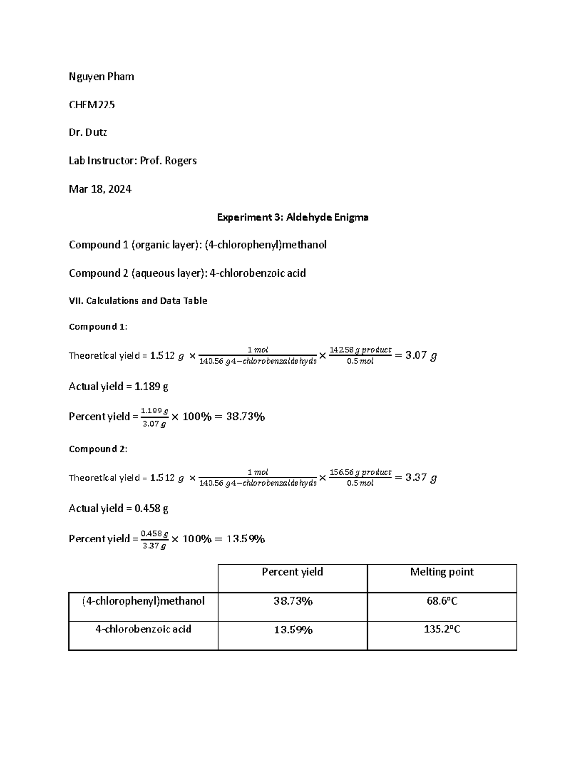 Lab report #3-CHEM225L - Nguyen Pham CHEM22 5 Dr. Dutz Lab Instructor ...