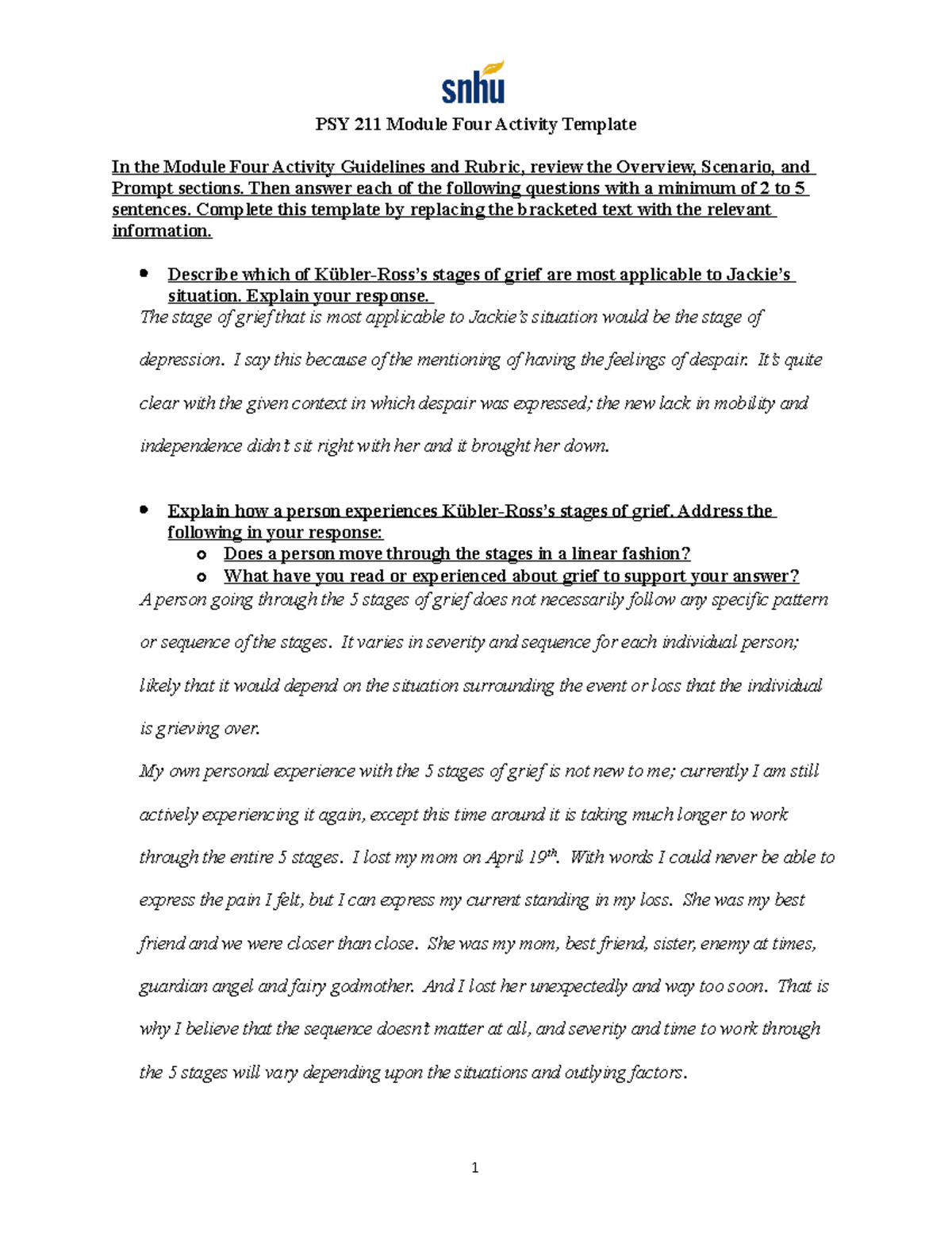Module 4 activity worksheet - PSY211 - SNHU - Studocu