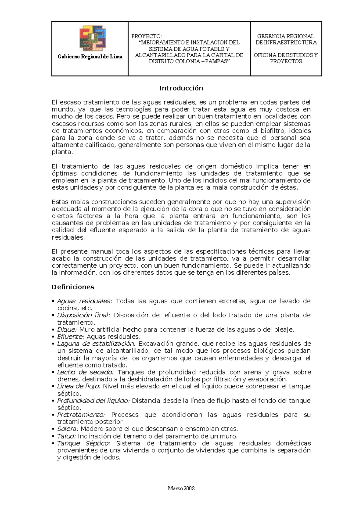 ET Tq. Séptico, Lecho de Secado y Filtro Percolador - Gobierno Regional ...