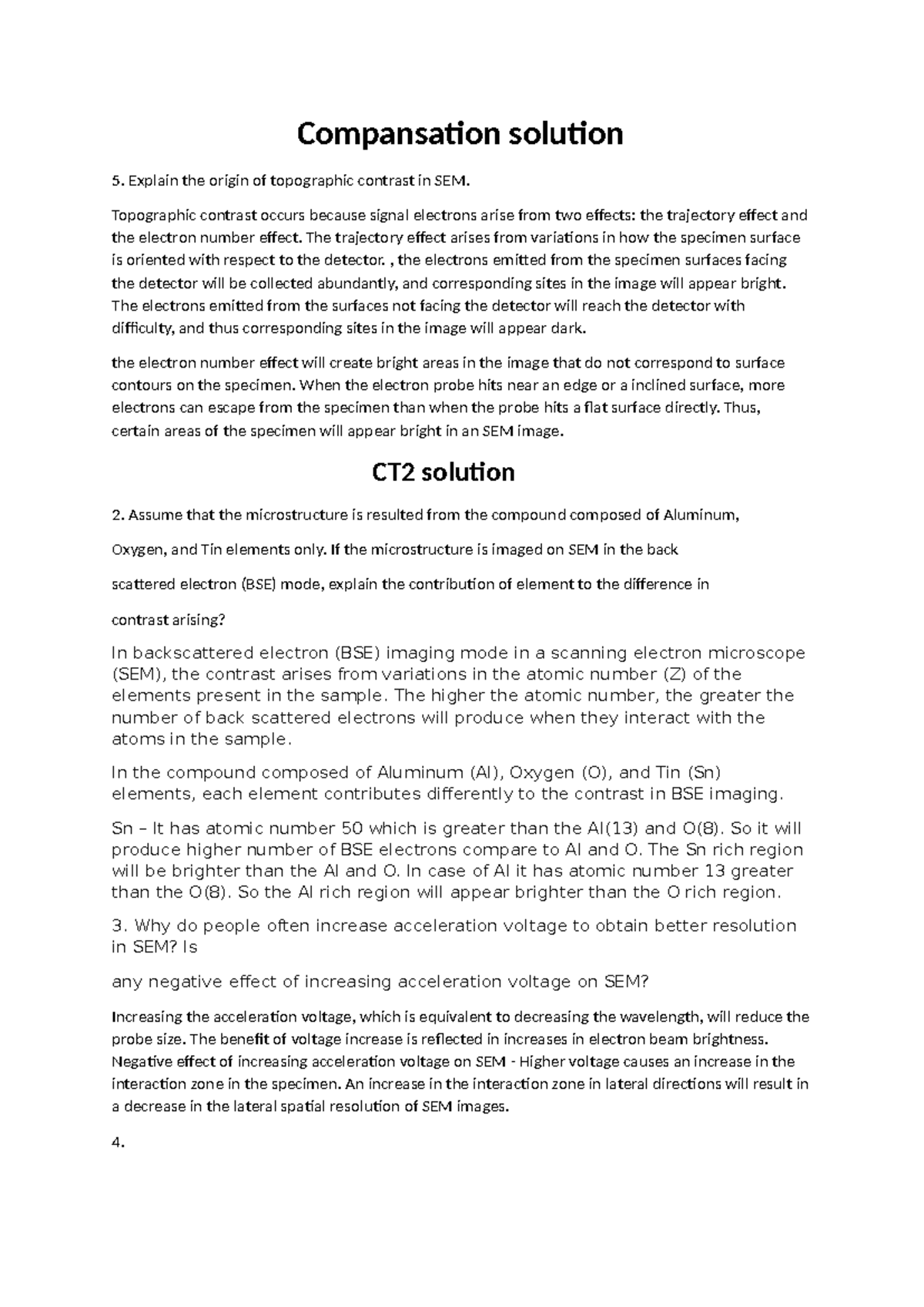 Solution of Material charectarization - Compansation solution 5 ...