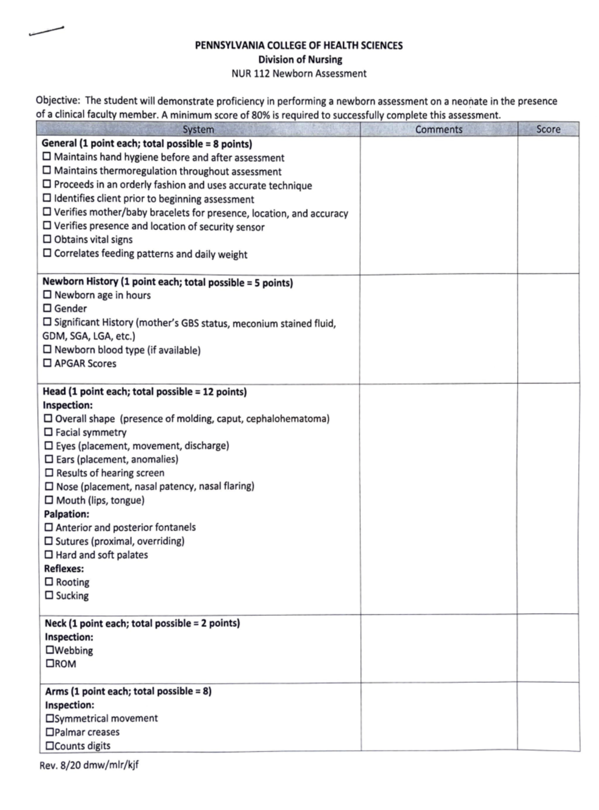 OB Newborn Assessment - Nursing 102 OB - PENNSYLVANIA COLLEGE OF HEALTH ...