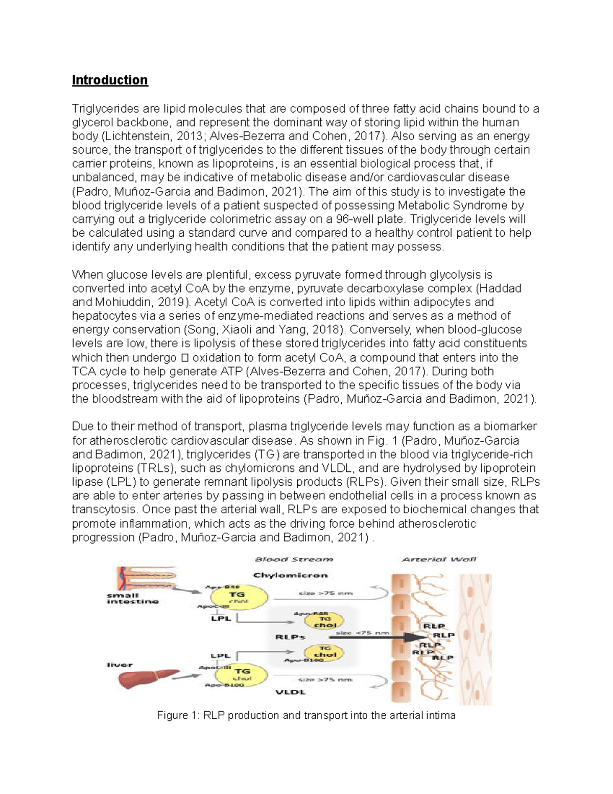 BIOC assignment - Introduction Triglycerides are lipid molecules that are composed of three ...