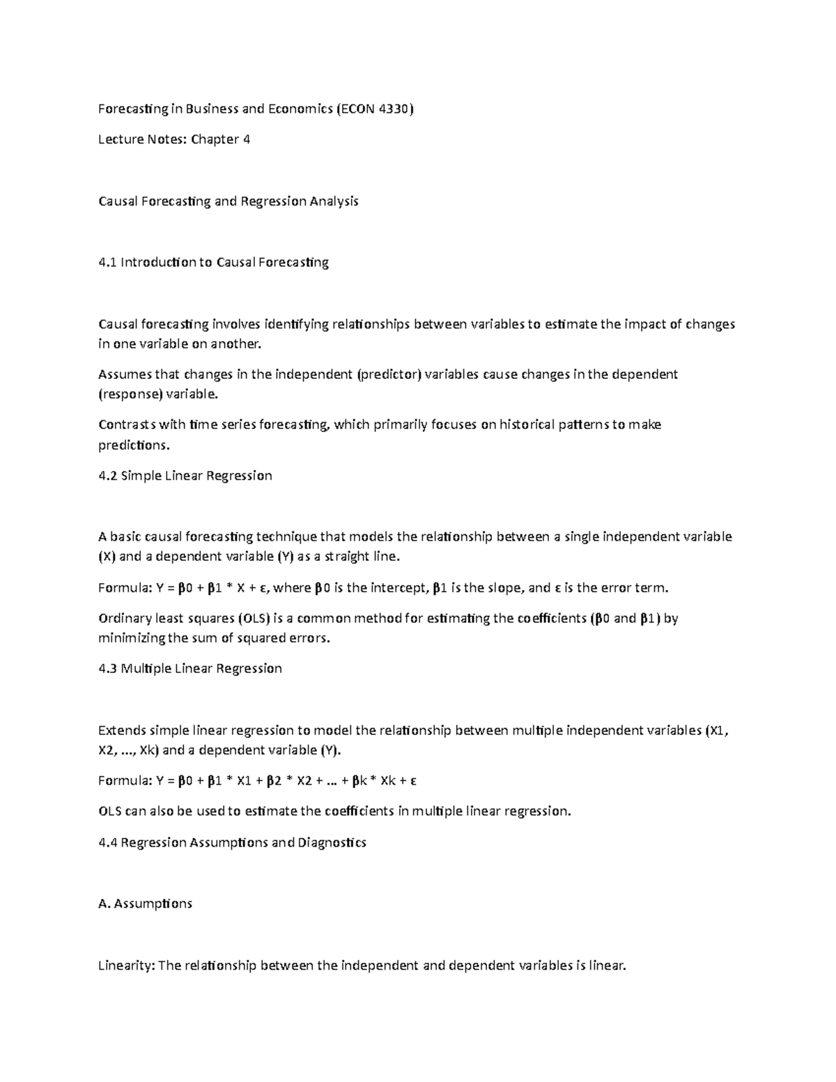 Forecasting in Business and Economics ch 4 - Forecasting in Business ...