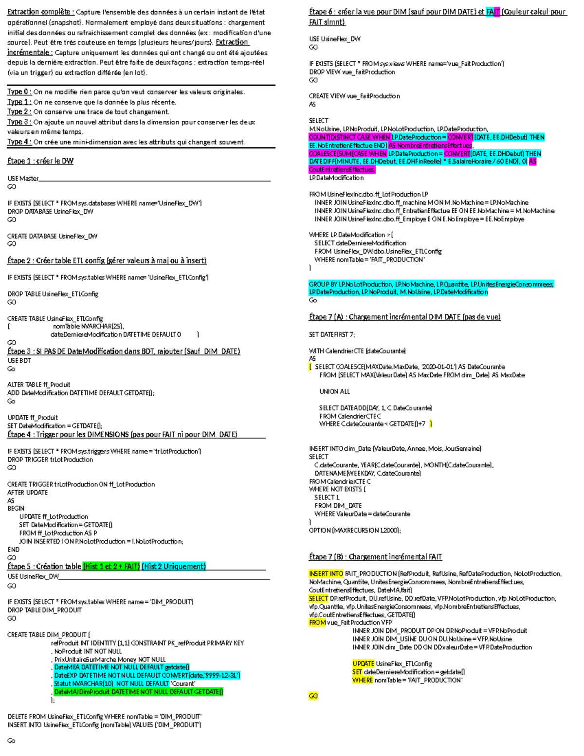 Feuille final BDD - Extraction complète : Capture l’ensemble des données à un certain instant de ...