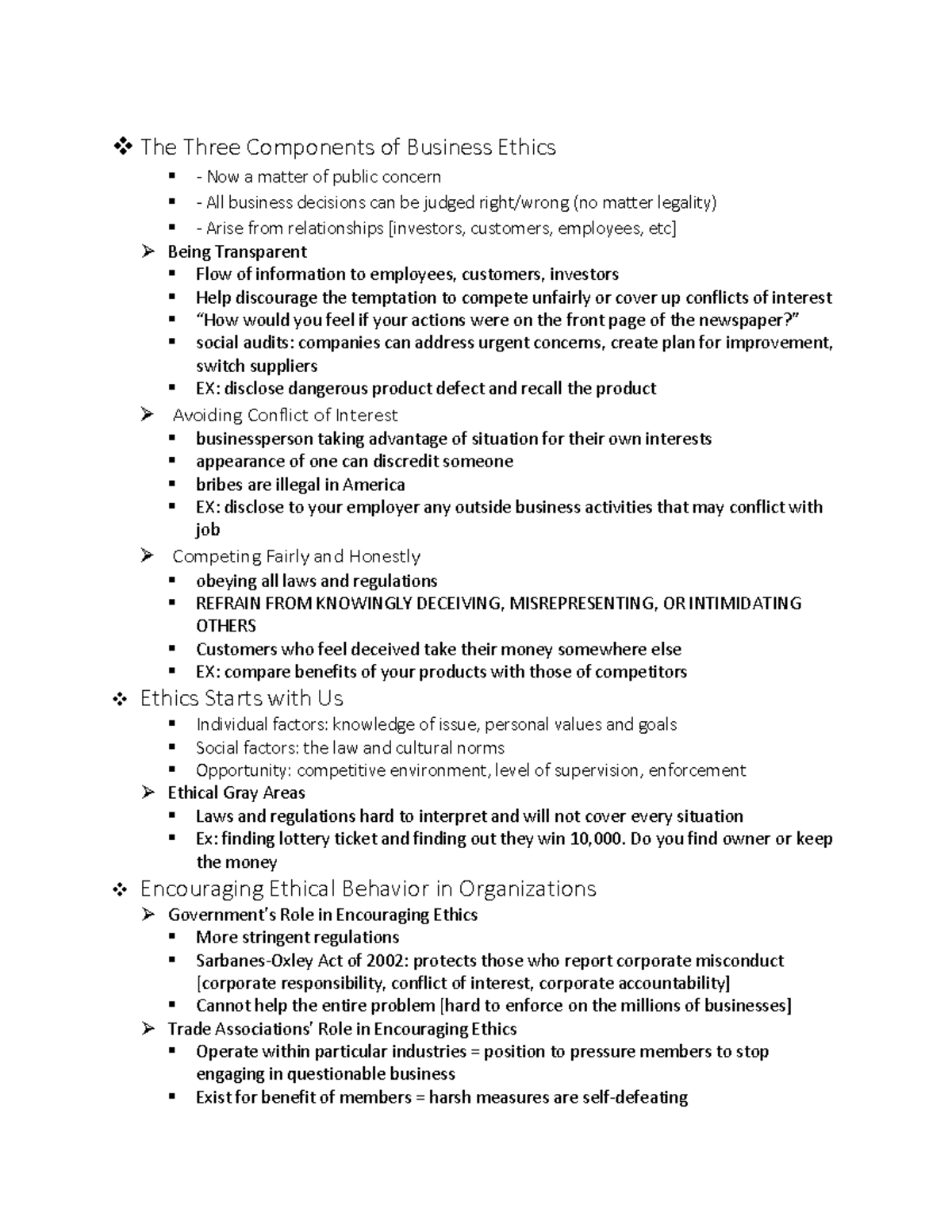 Bus 010 Chapter 2 Notes - Professor: Raj Singh - The Three Components ...