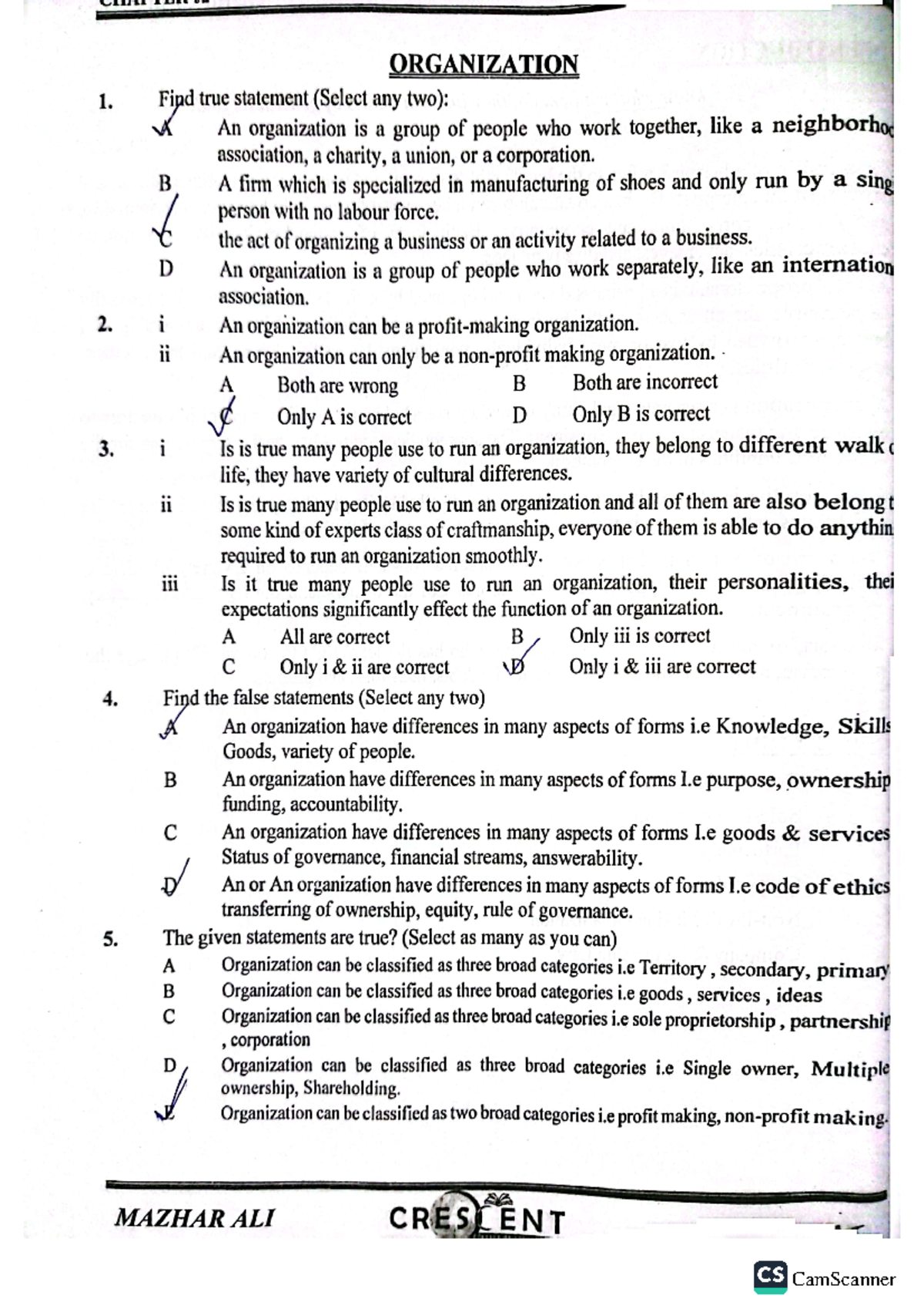 Ownership of business - mcqs by sir mazhar ali - intoduction to ...
