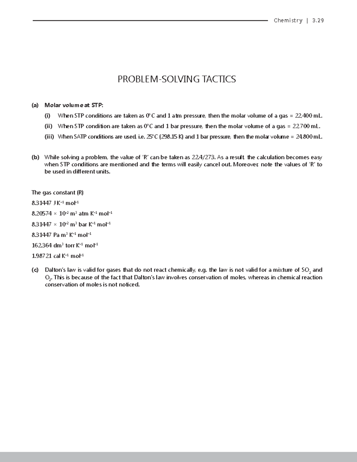 3.Gaseous State Problem Solving Tactics - Chemistr y | 3. PROBLEM-SOLVING TACTICS (a) Molar ...