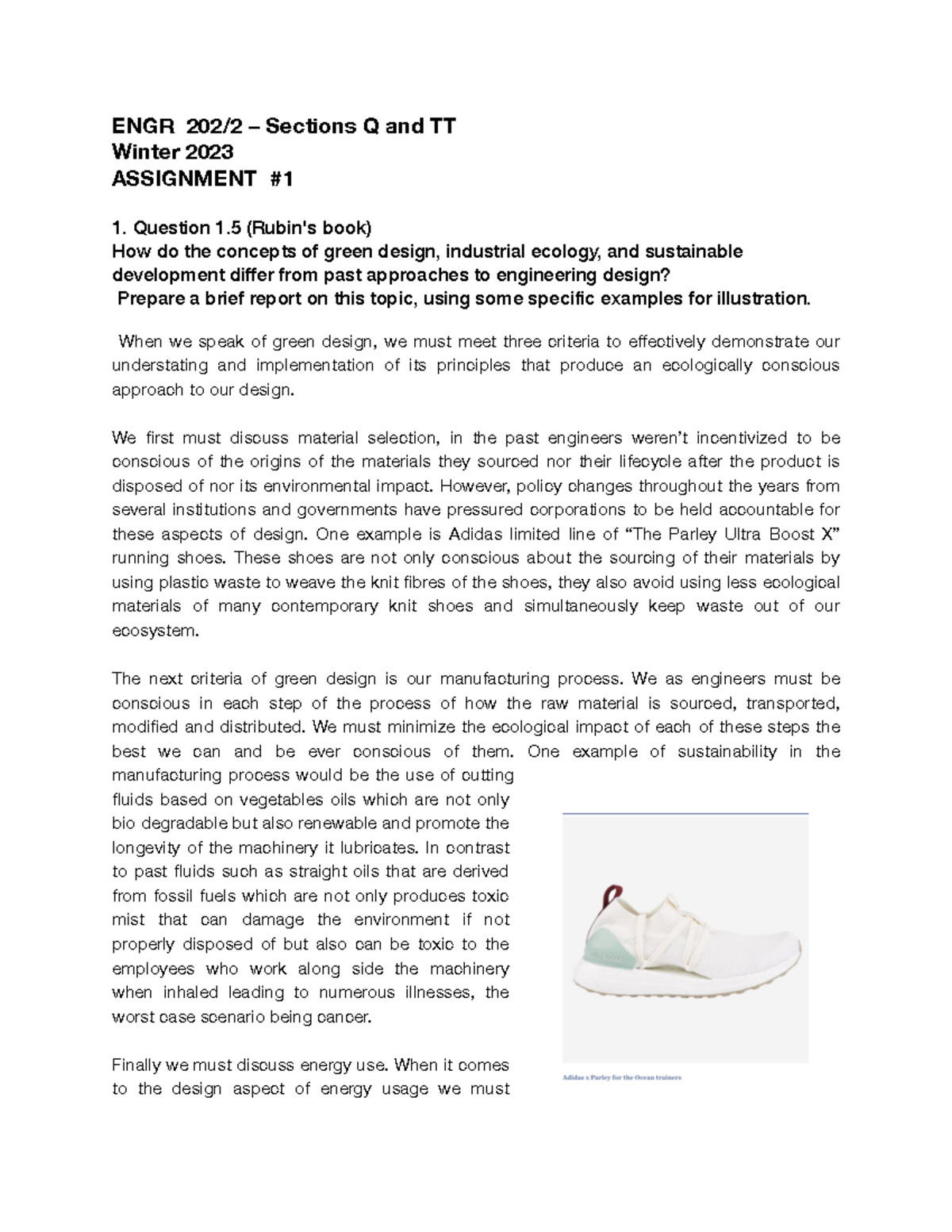 A1 202 pdf - answers - ENGR 202/2 – Sections Q and TT Winter 2023 ASSIGNMENT 1. Question 1 ...