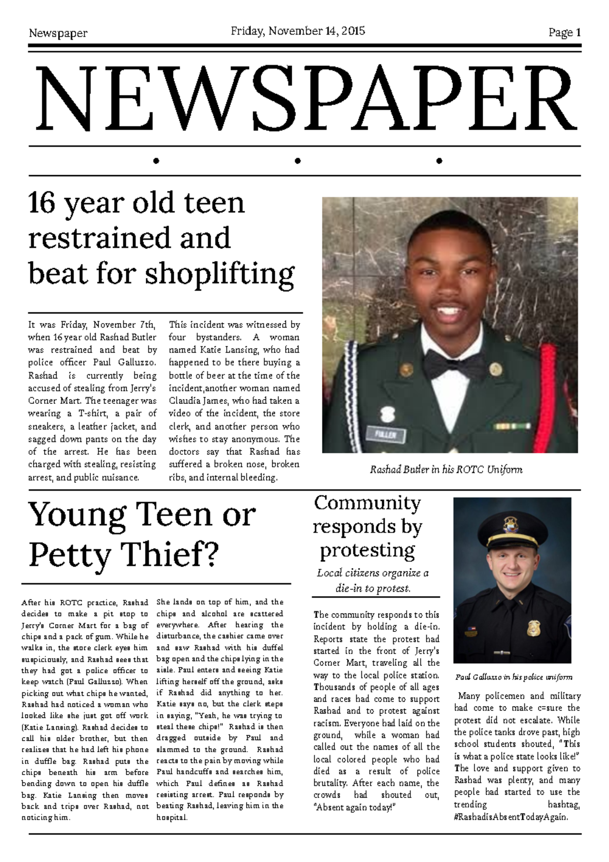 All American Boys Newspaper Project - ####### Paul Galluzzo in his ...