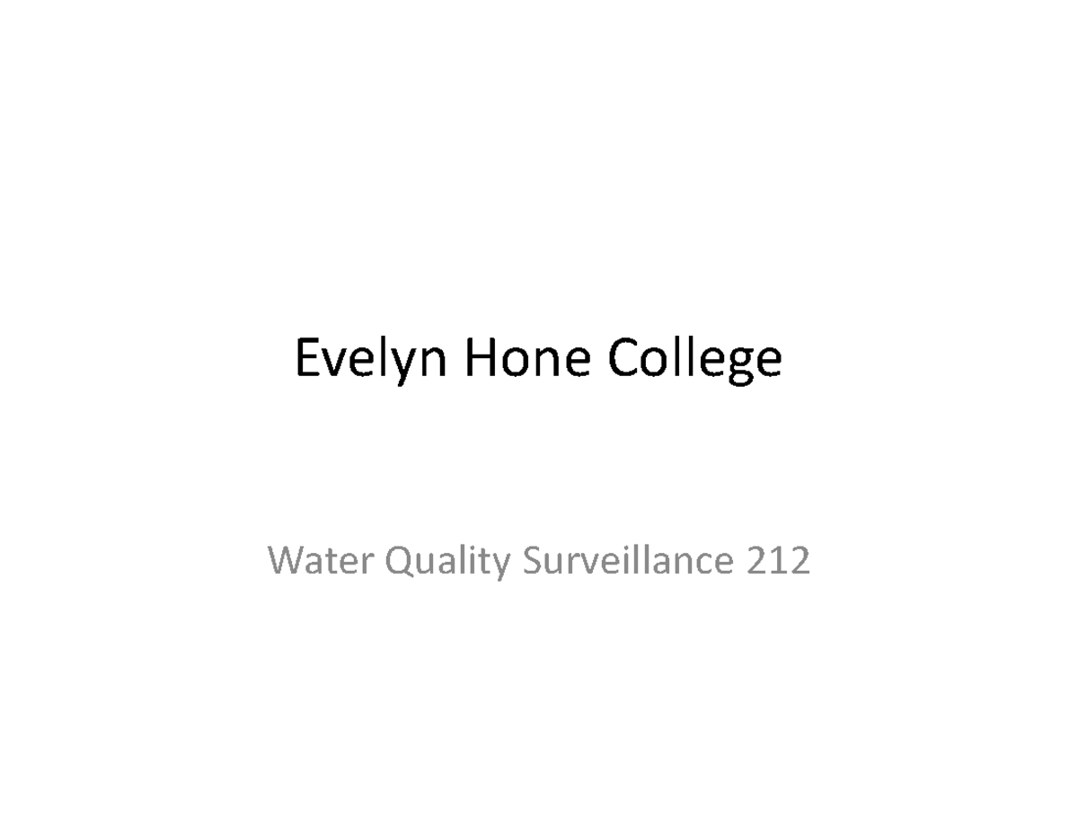 1.Introduction to water quality - Evelyn Hone College Water Quality ...