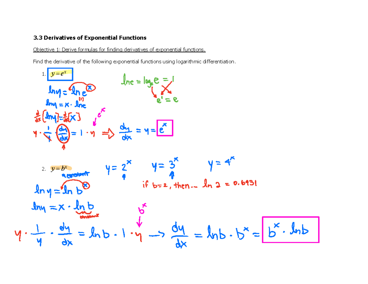3.3 Derivatives of Exponential Functions - 3 Derivatives of Exponential ...