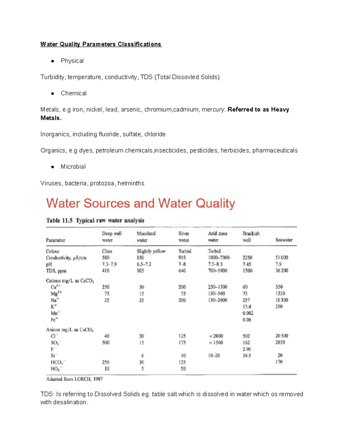 Week 1 Wastewater Treatment and Recycling - Water Quality Parameters ...
