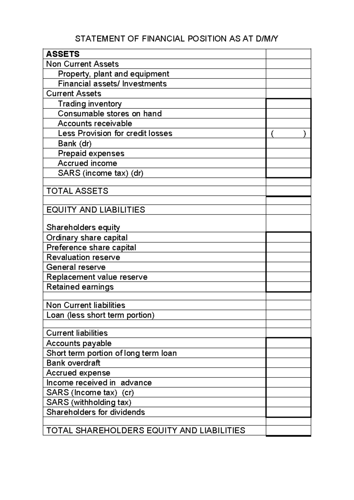 Layout SFP - Mebsjs - STATEMENT OF FINANCIAL POSITION AS AT D/M/Y ...