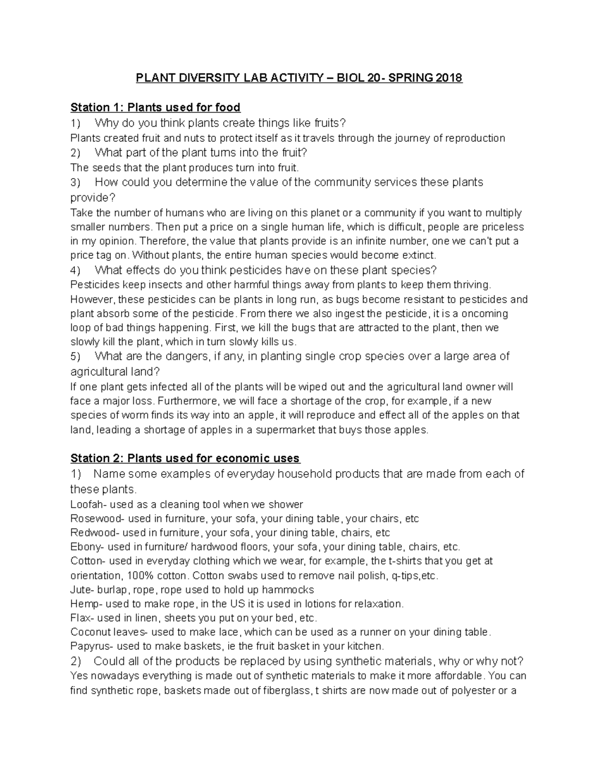 Bio 20 #1 lab notes - lecture summary - PLANT DIVERSITY LAB ACTIVITY ...