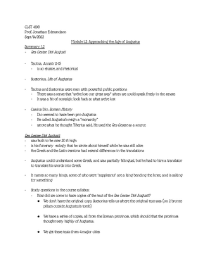 CLST 4130 Lecture 6 - Fall/Winter 2022-2023 Professor Jonathan ...