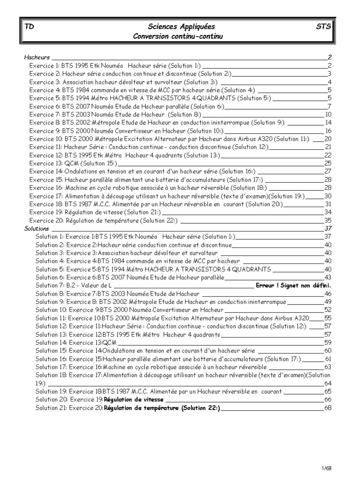 Pdfcoffee - Electronic - TD Sciences Appliquées STS Hacheurs - Studocu