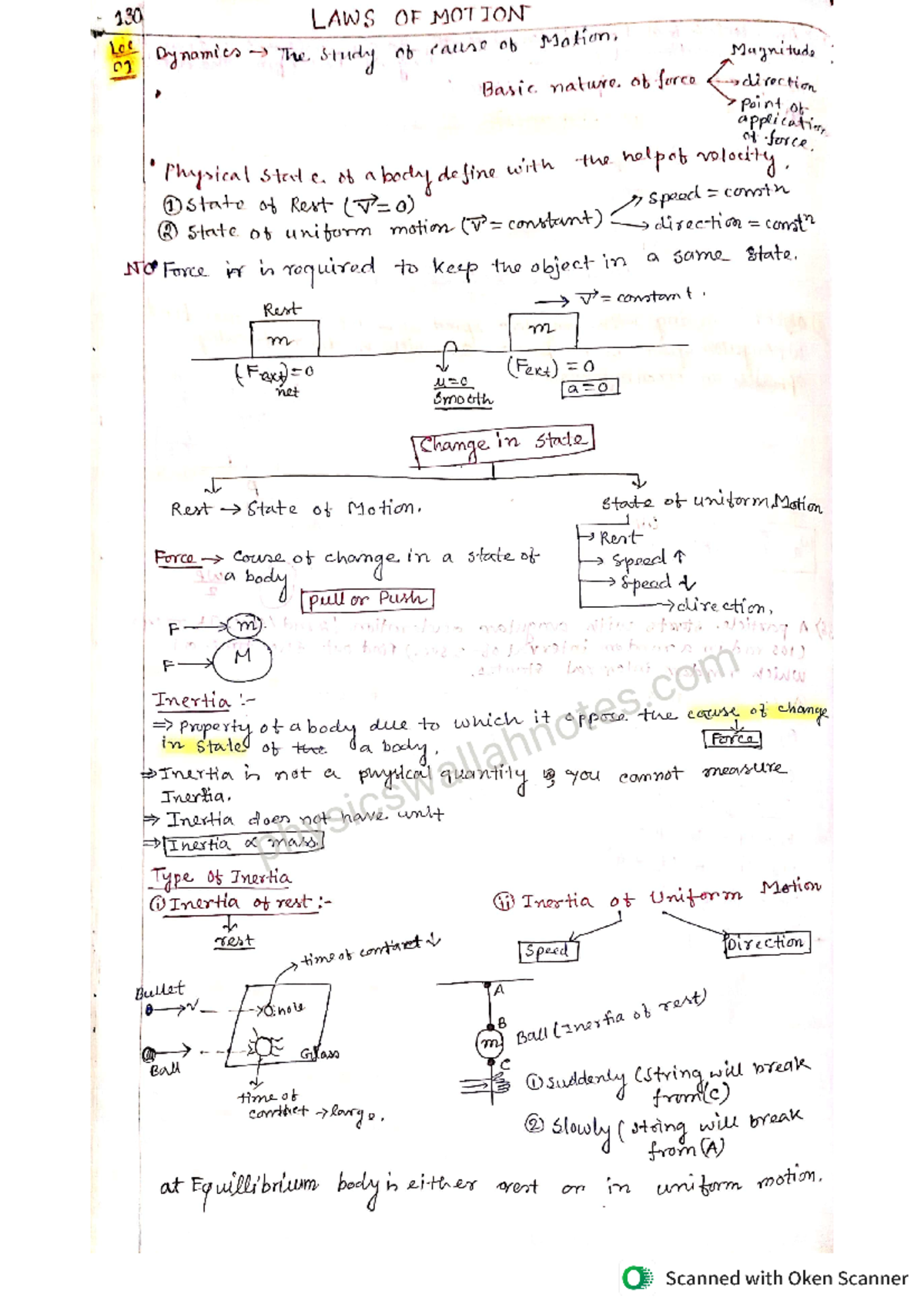 Law of motion - Handwritten notes - Engineering Physics - Studocu