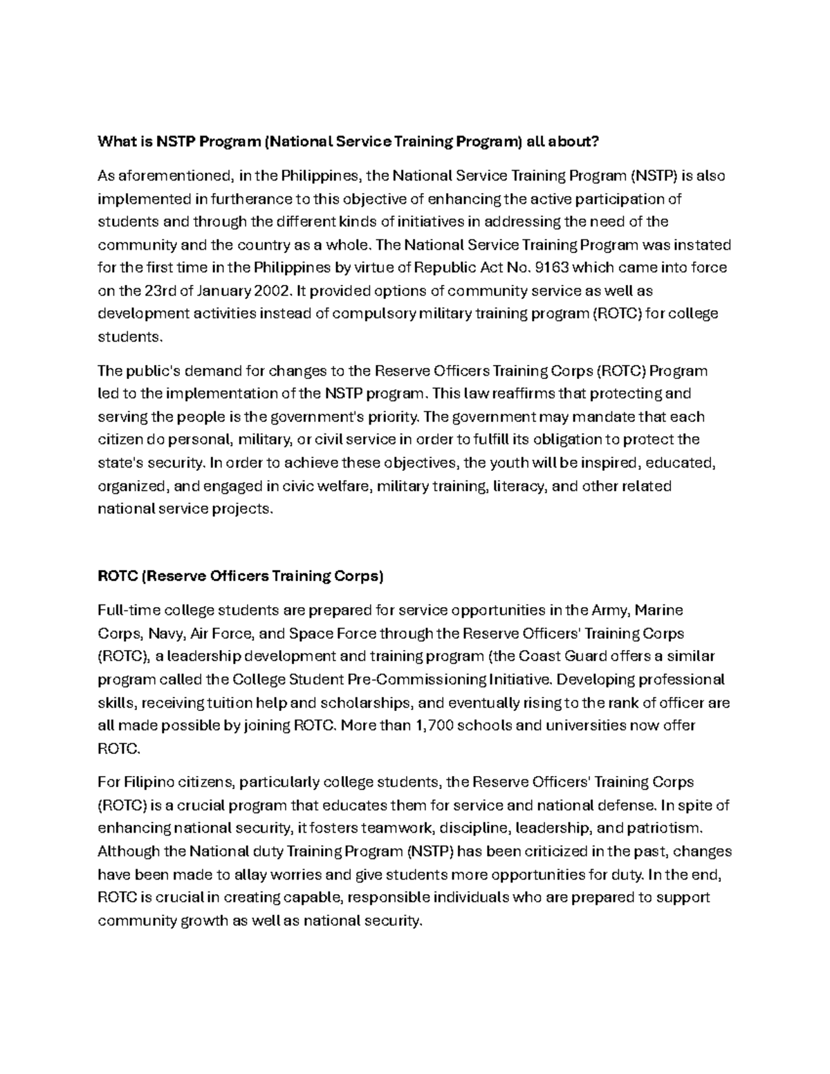 NSTP project - NSTP - What is NSTP Program (National Service Training ...