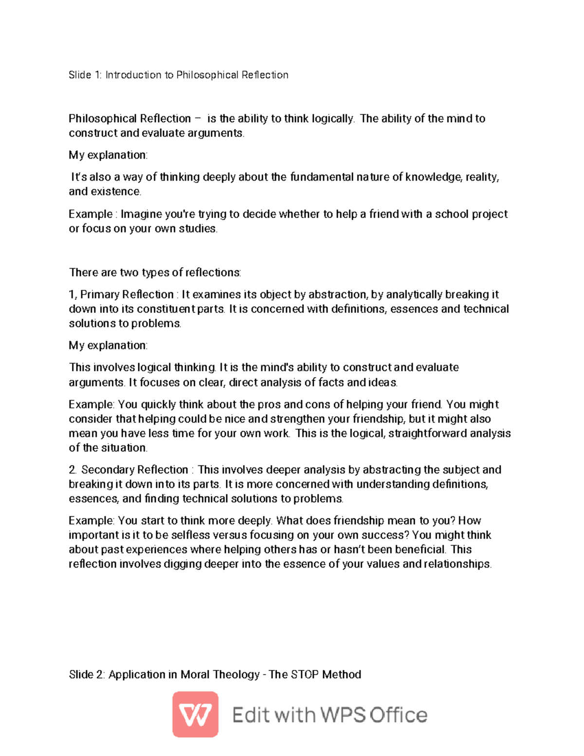Philo - Slide 1: Introduction to Philosophical Reflection Philosophical ...