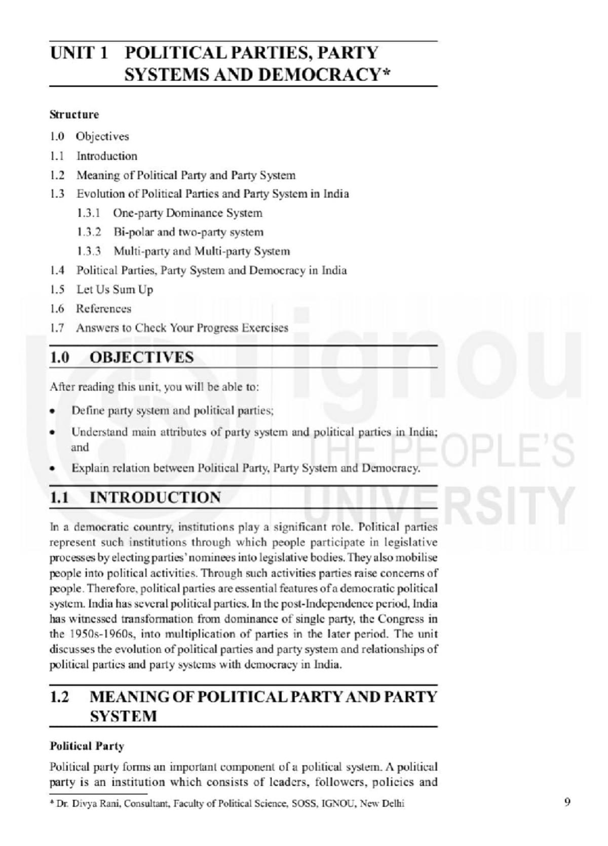 Political parties & party system in India - UNIT 1 POLITICAL PARTIES ...