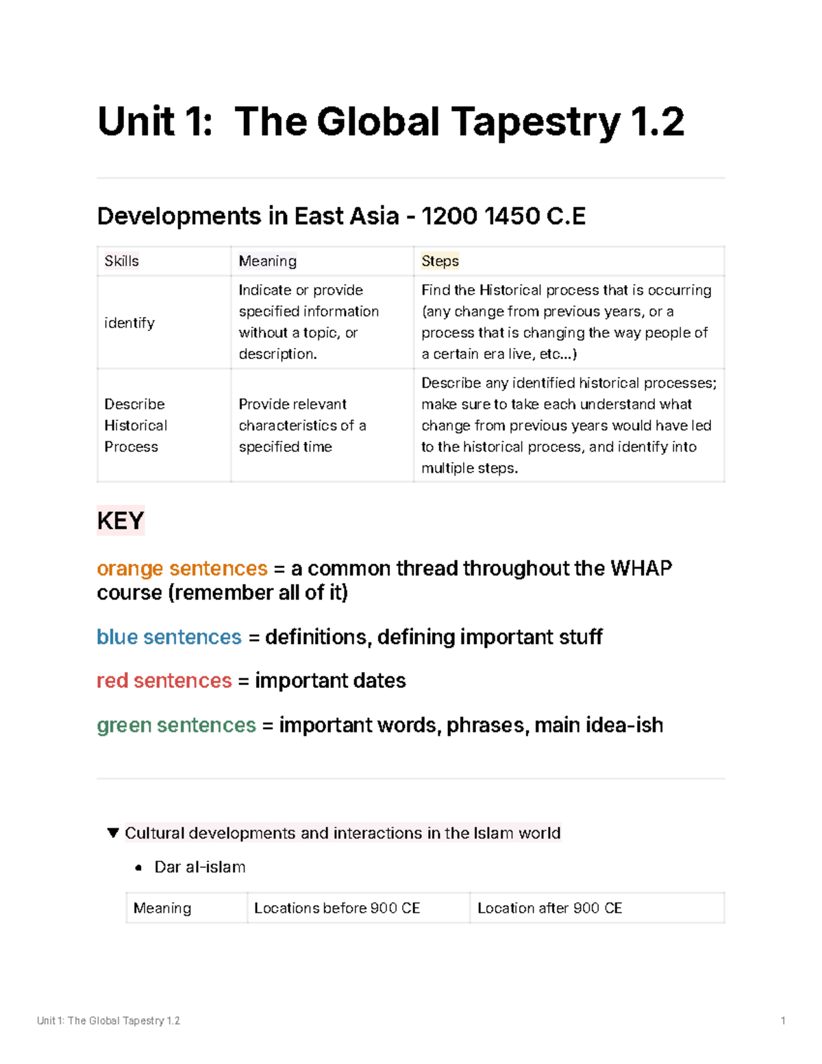 Unit 1 The Global Tapestry 1.2 - Unit 1: The Global Tapestry 1 ...