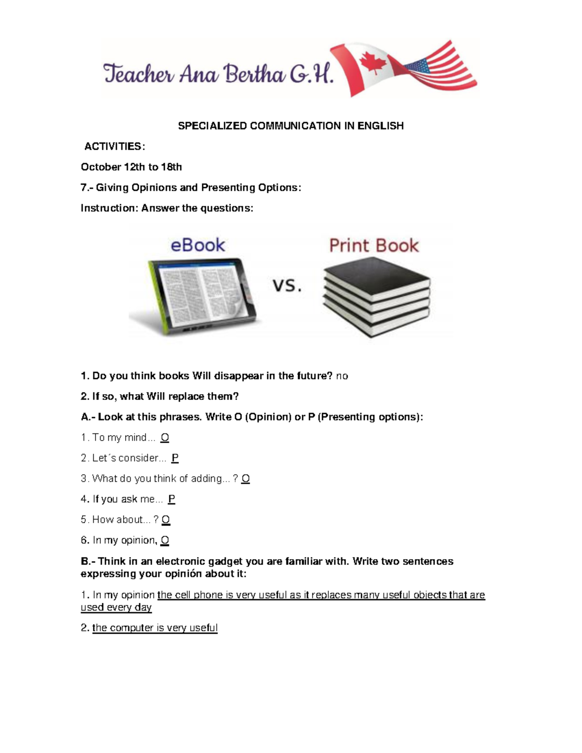 Giving options and presenting options - SPECIALIZED COMMUNICATION IN ...