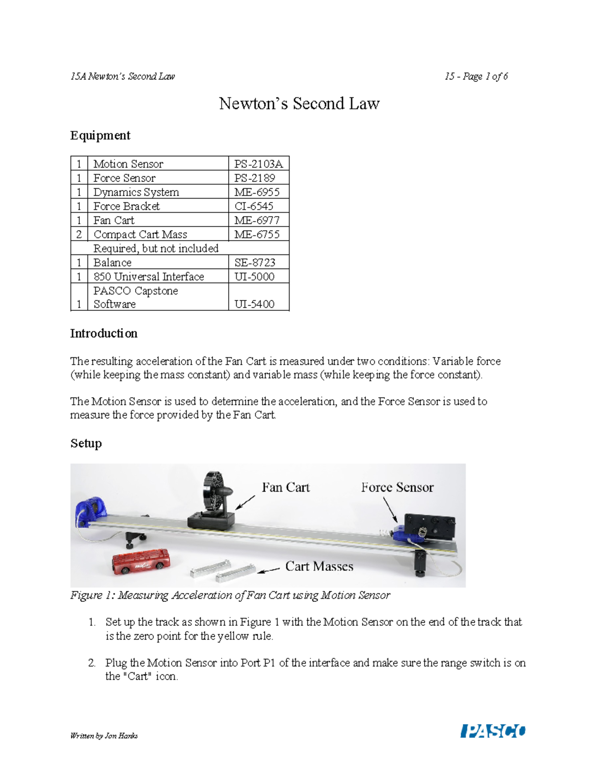 15 Newton s 2nd Law - notes - Newton’s Second Law Equipment 1 Motion ...