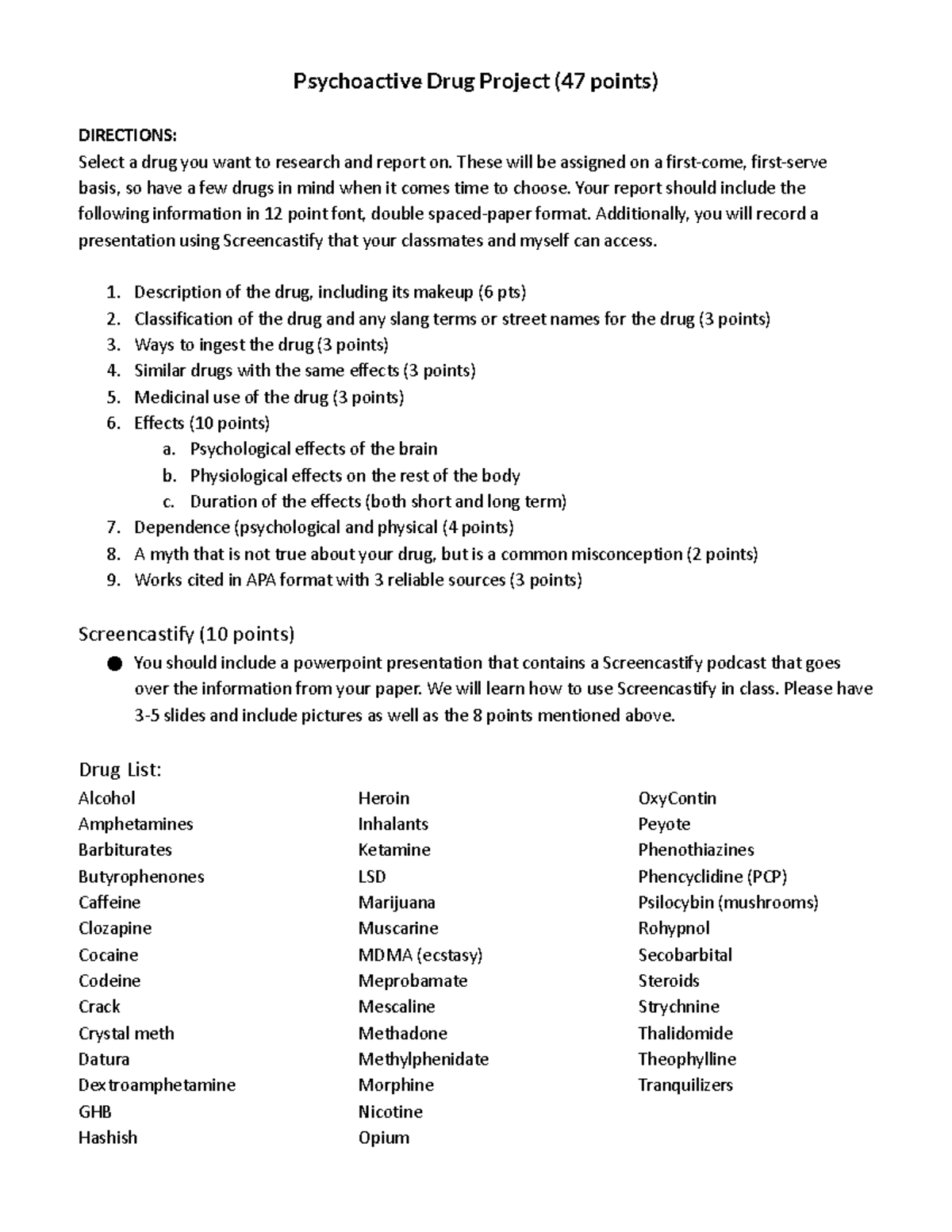 Psychoactive Drug Project APPsychology-1 - Psychoactive Drug Project ...